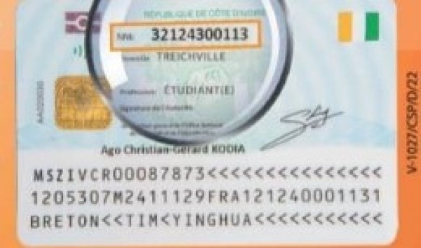 Côte d'Ivoire : Précisions sur le Numéro National d'Identification (NNI) inscrit au verso de la ...